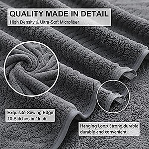 4 Piece Bath Towel Oversized Bath Sheet 35"x70" Grey Bathroom Towel Extra Large Bath Towel Set Highly Absorbent Quick Dry Premium Towel for Bathroom Spa Gym Hotel 600GSM Shower Towel for Daily Use