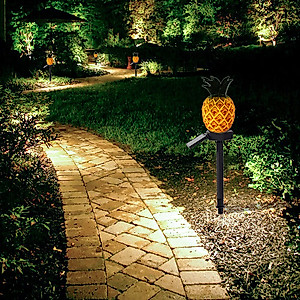 Yuhoo Solar Garden Stakes Lights, Outdoor Waterproof Pineapple Decorative Solar Landscape Stake Night Lights for Pathway Lawn Patio Yard Home Ornament(Yellow), free size