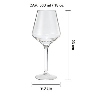 European Style Unbreakable Stemmed Crystal Wine Glasses, | Set of 4 | 100% US Tritan Drinkware, 18 oz Acrylic Dishwasher Safe Clear Color Shatterproof BPA-free plastic, Reusable, All Purpose Glassware