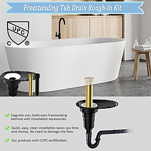 Upgrade Freestanding Tub Drain Rough-in Kit,Free Standing Tub Drain,Island Tub Drain Kit,with CUPC Certification Include Brass and ABS Pipe,Clean Tub Drain No Leaks.Have (Patent No US11168467B2).