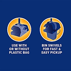Arm & Hammer Swivel Bin & Rake Pooper Scooper Waste Management System (2 Bonus Heavy Duty Handle Tie Waste Bags Included for Premium Odor Control)