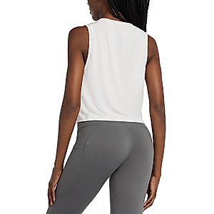 BALEAF Workout Tops for Women Crop Tank Top Quick Dry Athletic Gym Exercise Sleeveless Shirts Muscle Yoga Loose Fit White S