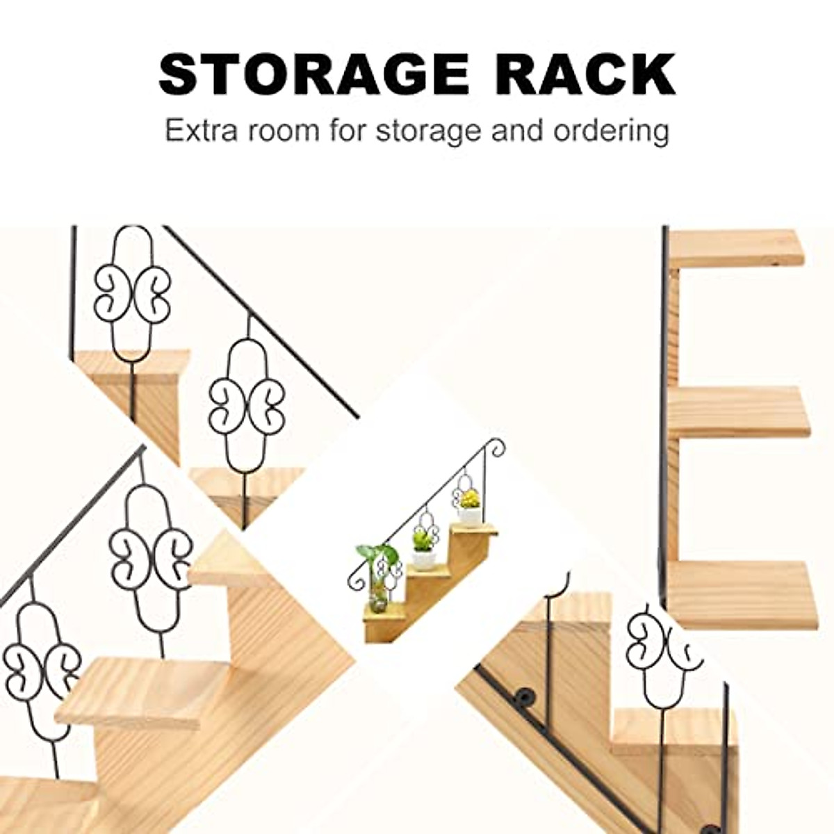 Cabilock Picture Ledge Floating Wall Shelves 3 Staired Wood Floating Shelves Shower Display Organizer Storage Shelf Display Ledge Bookshelf Display Storage Rack for Bathroom Bedroom Wall Shelfs