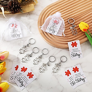 Landical 30 Sets Christmas Thank You Gift Bulk Teacher Appreciation Gifts Puzzle Keychain with Thank You Card Organza Bag for Teacher