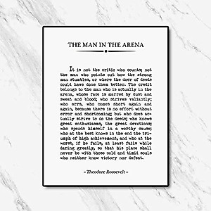 The Man in the Arena, Inspirational Quote Print, Book Page Sign, Graduation Gift, Home Decor, Office Wall Decor, Great Quote, 8 x 10 Inches Unframed