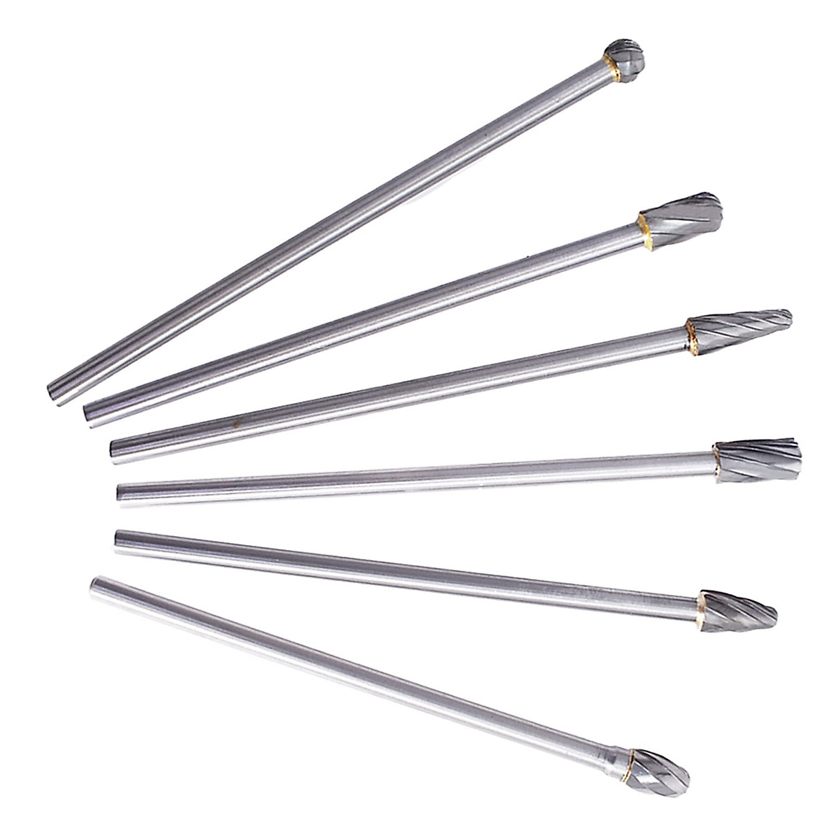 marddpair 6Pcs 6MM(1/4 Inch) Shank 10MM Head 150MM Length Carbide Alloy Rotary Burr Set Fit Rotary Tool for Woodworking, Drilling, Metal Craving, Engraving, Polishing