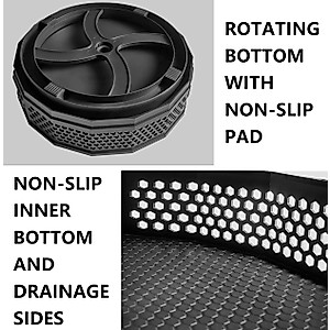 YEAVS 2 Pack Spinning Lazy Susan Turntable, Deep Plastic Spice Condiment Holder Makeup Organizer Multifunctional for Kitchen Fridge Bathroom Counter Top (Black)