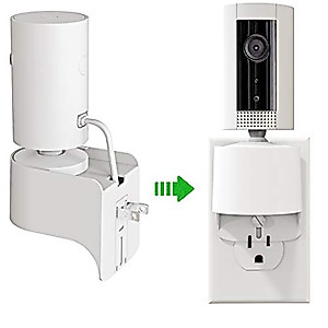 Outlet Mount for Ring Indoor Cam, 1 Pack Plug-in Wall Mount Stand with Power Adapter Only for Ring Indoor Camera, 360 Degree Swivel and Space Saving Design (Ring Camera are Not Included.)