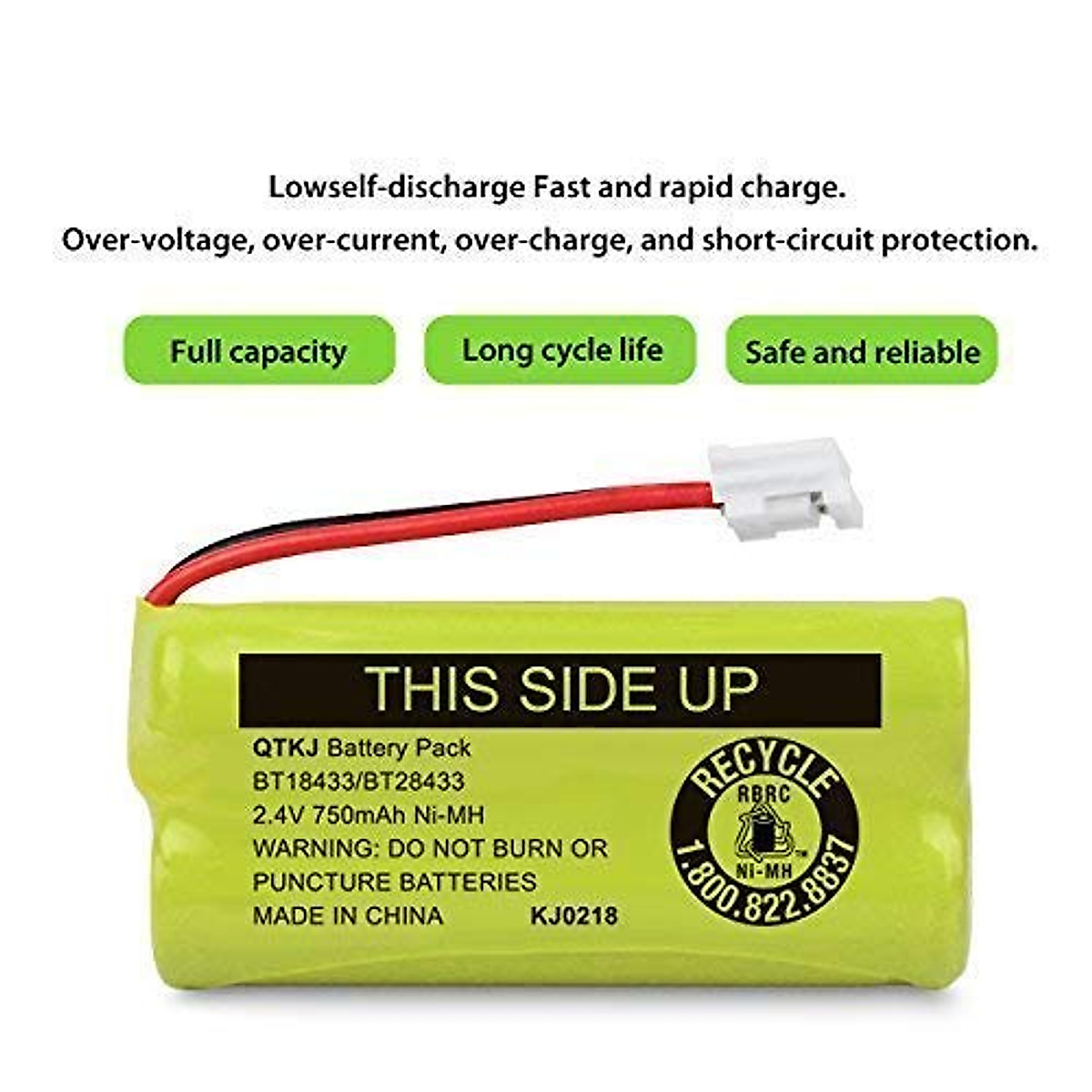 QTKJ BT18433 BT28433 BT184342 BT284342 BT-1011 Cordless Phone Battery for Vtech CS6209 CS6219 CS6229 DS6301 DS6101 BT-1018 BT-1022 AT&T CL80109 BT-6010 BT-8000 BT-8300 Uniden DCX400 Handset (6-Pack)