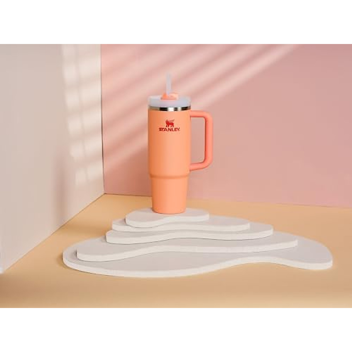 Stanley Quencher H2.0 Tumbler with Handle and Straw 30 oz | Flowstate 3-Position Lid | Cup Holder Compatible for Travel | Insulated Stainless Steel Cup | BPA-Free | Nectarine