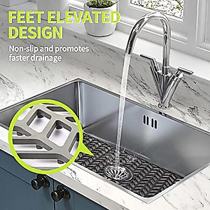 Kitchen Sink Mat, 26''x14'' Silicone Sink Protectors Mats for Bottom of Kitchen Sink, Non-slip Heat Resistant Sink Liners for Farmhouse Stainless Steel Sink Rubber Sink Mat（For Center Drain Hole Sink）