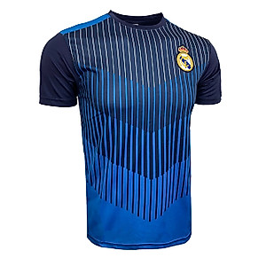 Boy's Real Madrid Performance Jersey, Youth Sizes Licensed Real Madrid Training Shirt (YM) Blue