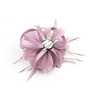 Digood Feather Fascinators Womens Flower Hat for Cocktail Ball Wedding Headband,Workout Yoga Headwraps for Running Fitness(Hot Pink,One Size)