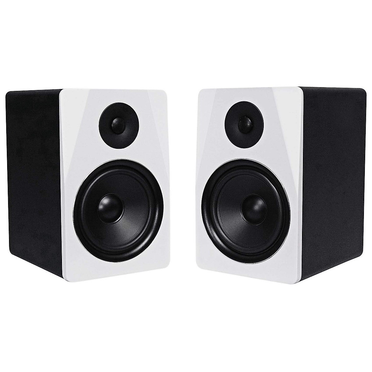 Rockville APM8W Powered USB Studio Monitor Speaker Pair in White, 8", 2-Way, 500W, EQ, MDF Wood, RCA/XLR, Perfect for Studios, Recording, Music