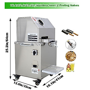 INTBUYING Sugarcane Juicer Electric Sugar Cane Press Machine W/3 Stainless Steel Rollers 2 Knives Sugarcane Extractor Machine Commercial Sugarcane Ginger Juice Mill Machine 110V 660LB/H