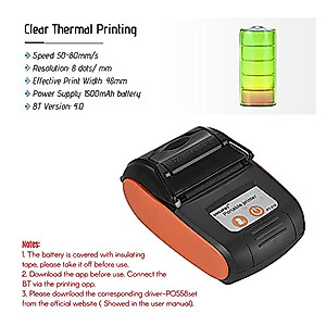 ERYUE Thermal Printer, PT-210 Portable Thermal Printer Handheld 58mm Receipt Printer for Retail Stores Restaurants Factories Logistics