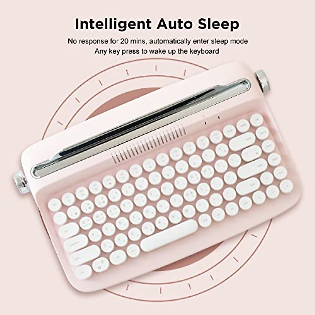 YUNZII ACTTO B303 Retro Bluetooth Typewriter Keyboard (English, Baby Pink),Garden Cats Desk Mat