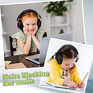 4 Pcs Kids Ear Protection Earmuffs Hearing Adjustable for Noise Reduction for Toddlers 27NRR Noise Cancelling Earmuffs (Black)
