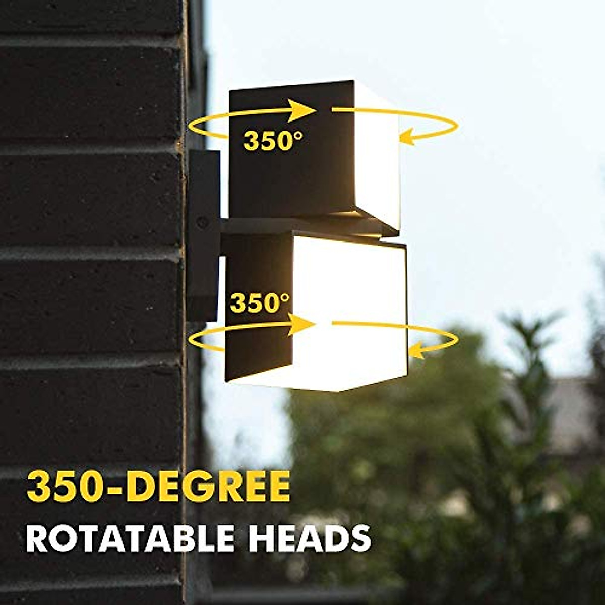 LUTEC Cuba Dusk to Dawn Outdoor Wall Lights, 3000K 1100LM LED Integrated Porch Wall Light Outdoor, IP54 Waterproof Aluminum Wall Sconce Exterior Light for Porch Patio Garage-Black