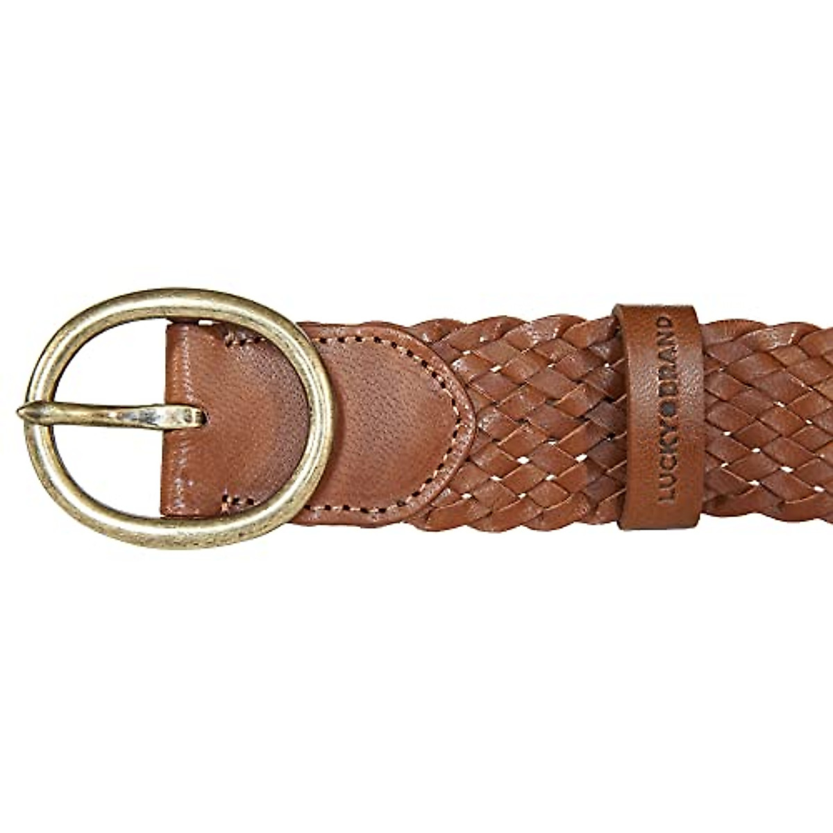 Lucky Brand Womens Braided Leather Belt, Small/Medium (26"-30"), Woven-Tan