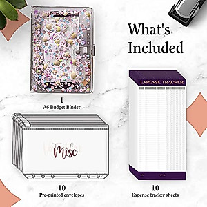 SOUL MAMA Budget Binder with Zipper Envelopes - Glitter Money Organizer for Cash, A6 Binder Cash Envelopes for Budgeting, Money Saving Binder & Pre-Printed Stickers for Christmas Gifts