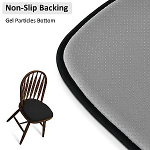 Shinnwa Windsor Chair Cushions Black Seat Cushions for Kitchen Chairs Farmhouse Non Slip Chair Pads for Dining Room Chairs with Foam Padding and Textured Cover Set of 4 (17 x 15.5 Inches)