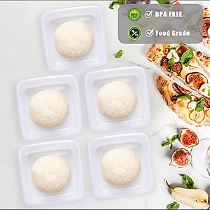BSTKEY 8 Pack Pizza Dough Proofing Box with Sealing Lid, Stackable Pizza Dough Container Fits 12-16 Inch Pizza, Household Pizza Dough Ball Storage Box(1800ml)
