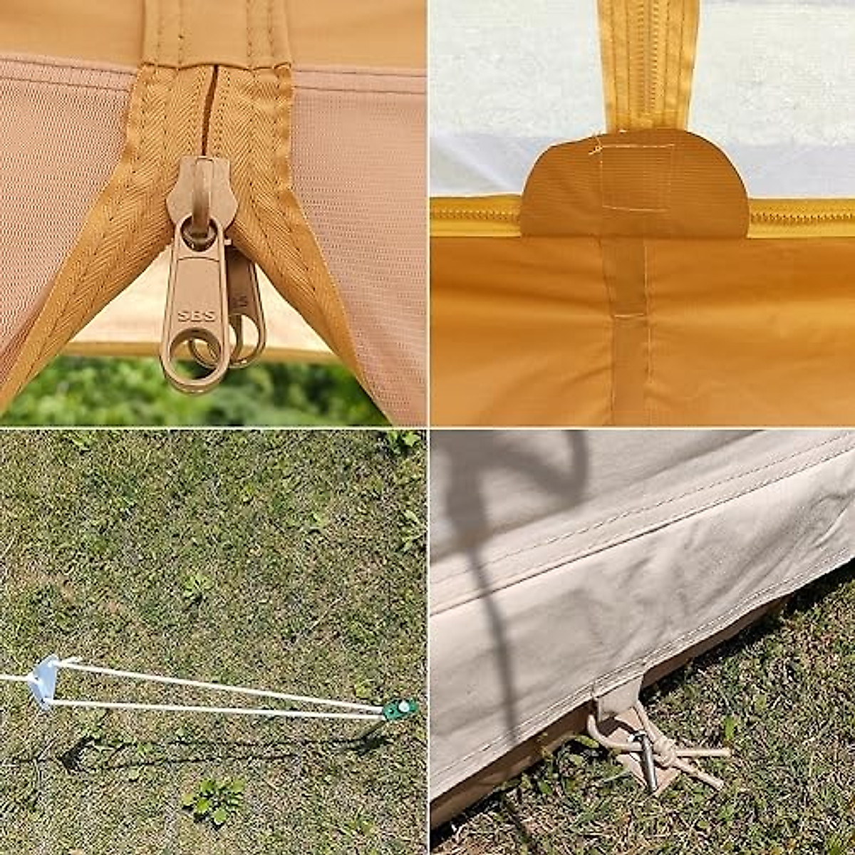 Dream House Outdoor Waterproof Cotton Canvas Family Camping Bell Tent (Beige Cotton Canvas Tent, Diameter 4 Meter)