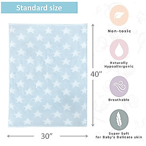 Little Grape Land Chenille Baby Blanket,Baby Blankets for Boys Gilrs Newborn,Soft Fuzzy Warm Swaddle Receiving Blanket Toddler Blanker for Crib Stroller Infant Nursery,40x30 Inches(Blue Stars)