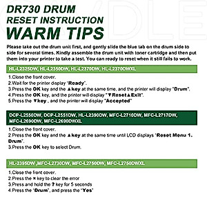 CAVDLE DR-730 Compatible Drum Unit Replacement for Brother DR730 Work with HL-L2325DW HL-L2350DW HL-L2390DW HL-L2395DW HL-L2370DW DCP-L2550DW MFC-L2690DW MFC-L2710DW MFC-L2717DW MFC-L2750DW Printers