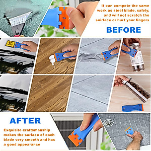 Plastic Blade Scraper, 5PCS Razor Scraper Tool 100PCS Double Edged Blades, Cleaning Scraper Remover for Decals, Stickers, Labels, Caulk, Adhesive, Paint from Car Window and Glass