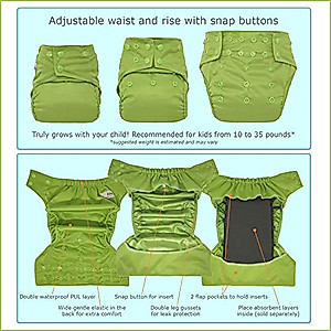 Reusable Waterproof Diaper Cover Shell: for Baby Prefold Cloth Diapers, Flats, Fitted or Inserts (Sky Adventure)