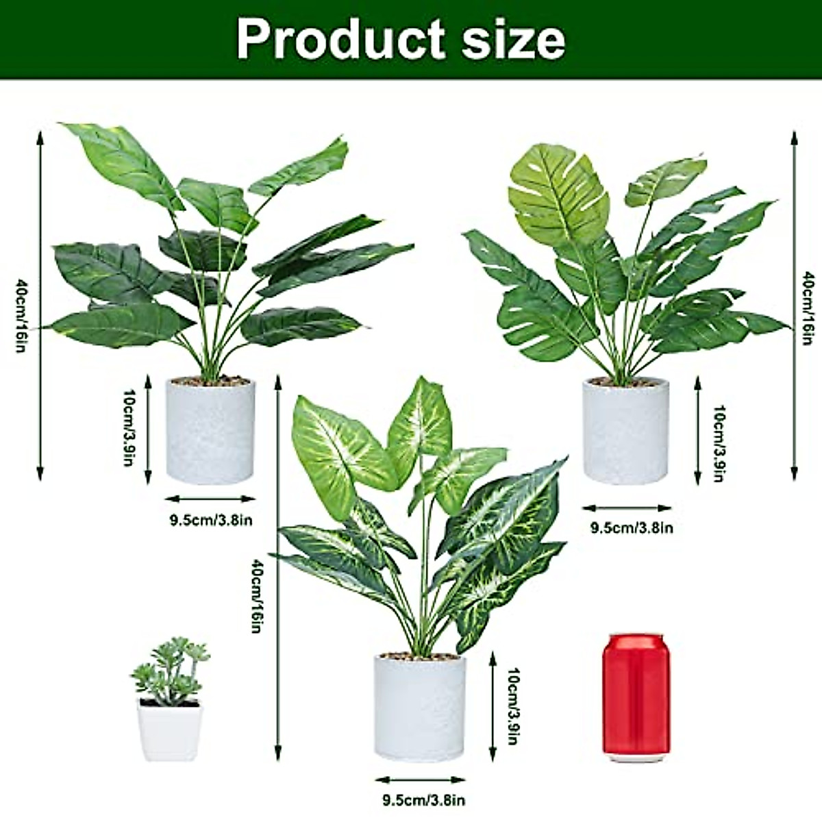 CEWOR 3 Pack Fake Plants Artificial Potted Faux Plants for Indoor Office Desk Shelf Bathroom Home Farmhouse Decor