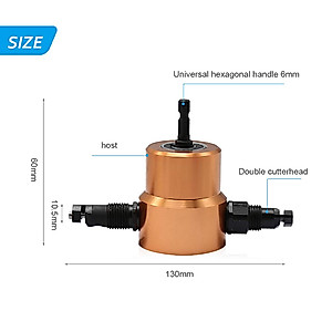 Anxingo 160AS 360° Rotating Nibbler Drill Attachment Double Head Sheet Metal Nibbler for Straight Curve and Circle Cutting