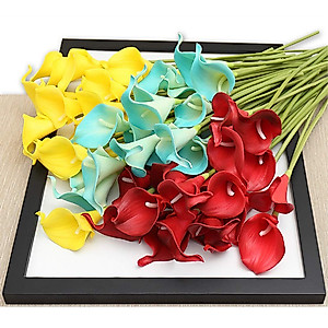 GUCHIS 30pcs Artificial Calla Lily Bridal Wedding Bouquet,Artificial Real Touch Latex Flowers for Home Garden Party Wedding Decoration