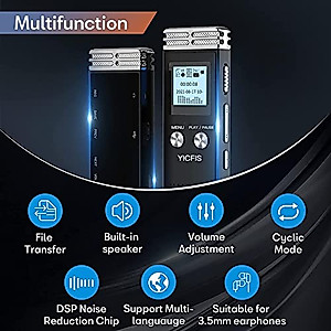 72GB Digital Voice Recorder 3072KBPS 5148 Hours Recording Capacity 24 Hours Battery Time Voice Activated Recorder with Noise Reduction Audio Recorder with Playback for Meeting Lecture Interview