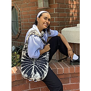 Original Collections Black and White Tie Dye Crossbody Shoulder Bag Large