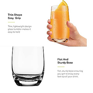 MITBAK 16 - OZ Drinking Glasses (Set of 6) | Glass Cups for, Water, Juice, cocktail,Mixed Drinks | Kitchen Glassware Set, Excellent Gift | Highball Glasses Made In Slovakia