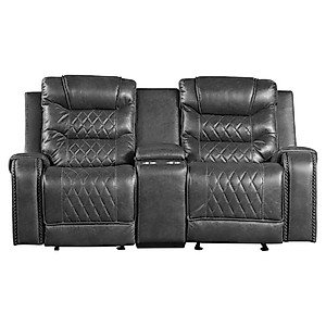 Lexicon Derringer Wall Hugger Manual Double Glider Reclining Loveseat, Gray