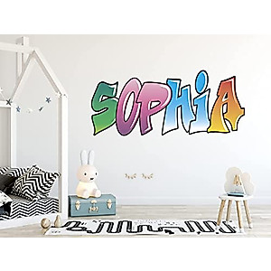 CuteDecals Graffiti Custom Name Wall Decal - Personalized Graffiti Name Art Decal - Unisex Wall Decor - Wall Decal for Nursery Bedroom Decoration (Mini Wide 15''x4'' Height)