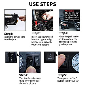 Trihelper Car Jack Hydraulic Jack – 5 Ton Electric Car Jack Stand Three in One Car Jack Kit for Sedans SUV Car Lift Floor Jack for Tire Change and Road Emergencies with Integrated Tire Pump (Black)