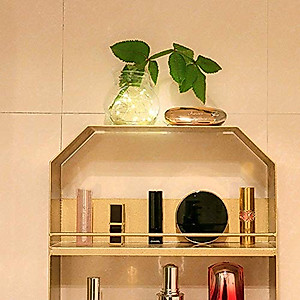 PIBM Stylish Simplicity Shelf Wall Mounted Floating Rack Shelves Bathroom Cosmetic Iron Art Storage Toiletries Multifunction Storage,3 Layers,3 Sizes, Gold , 30x8x50cm