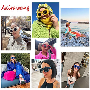 Akirawang Fashion Square Inflated Sunglasses for Women Men Oversized Thick Frame Trendy Glasses Mask Shades Designer Style