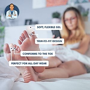 Dr. Frederick's Original Soft Gel Toe Protectors for Men & Women - 6 Pieces - Toe Caps for Foot Pain Relief - Flexible Cushions - Toe Sleeves for Ingrown Toenails, Corns, Calluses, Blisters - Medium