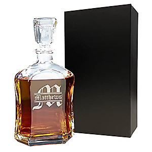 Personalized Whiskey Decanter, Custom Engraved Liquor Decanter - 23 Oz
