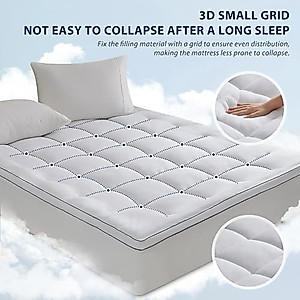Homemate Mattress Pad Topper Queen - Cooling Pillow Top Quilted Fitted Mattress Pad Cover for Hot Sleepers - Mattress Pad Cover Plush Bed Topper Down Alternative Ultra Soft Mattress Protector for Back