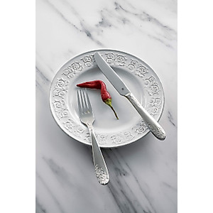 DANIALLI Modern Silverware Set - 18/10 Stainless Steel Flatware Set for Elegant Dining - Dishwasher Safe Cutlery Set (Imperial 40-Piece, Floral)