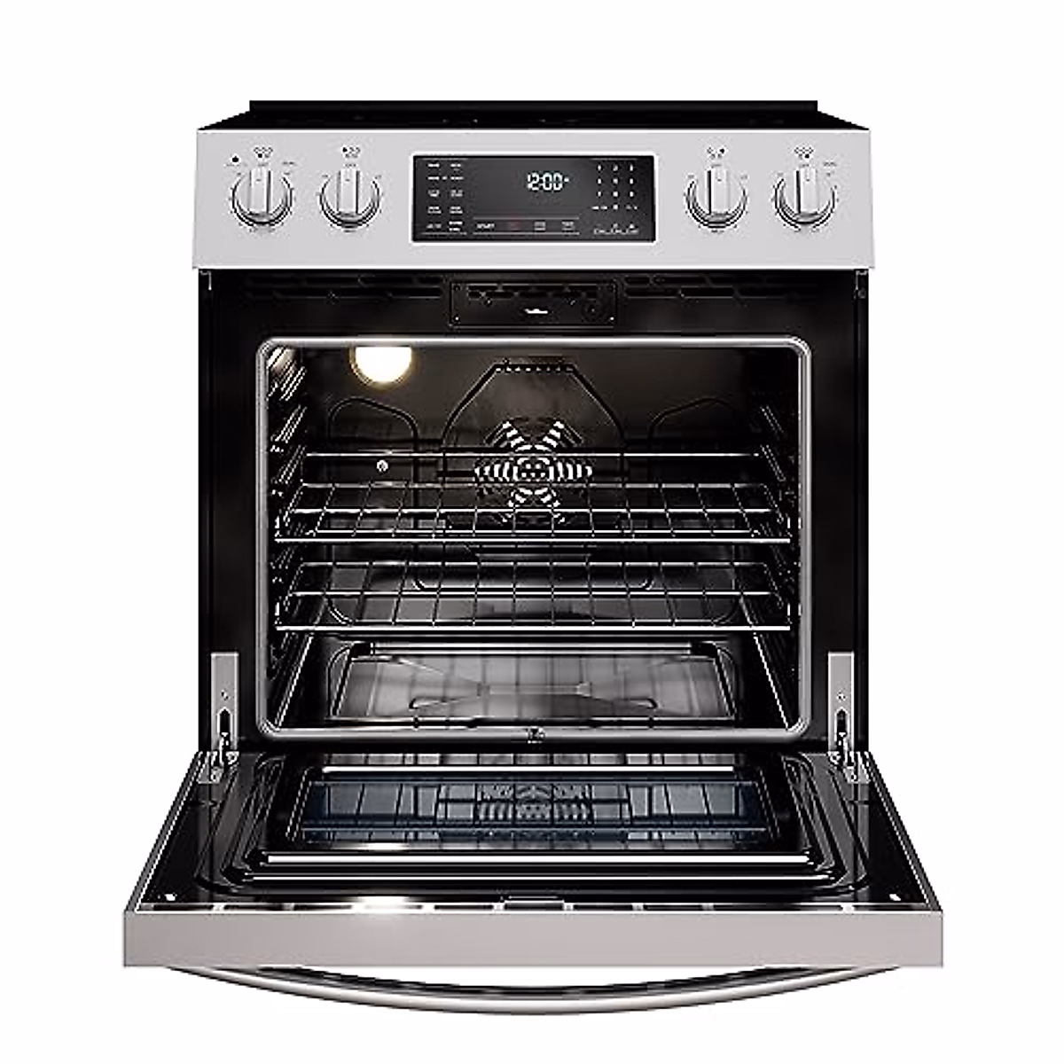 Kenmore Front Control Electric Range Oven with 5 Cooktop Elements with 7 Cooking Power Options, True Convection, Steam and Self Clean, Freestanding Oven, 4.8 cu. ft. Capacity Stainless Steel
