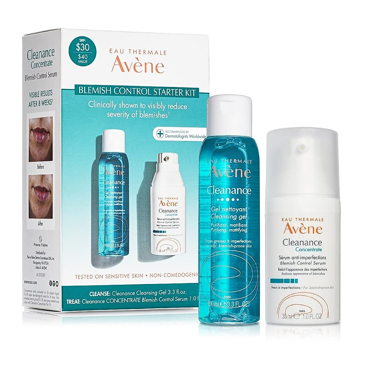 Avene Cleanance Blemish Control Starter kit for oily, blemish prone skin, acne regimen