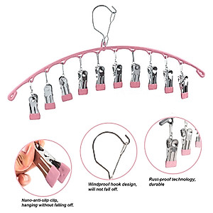 Legging Organizer for Closet,Upgrade Skirt Pants Hangers with Clips, Metal Yoga Pants Hangers 3 Pack w/10 Clips,Hangers Space Saving Closet Organizers w/Rubber Coated Closet Organizers(Pink3)…